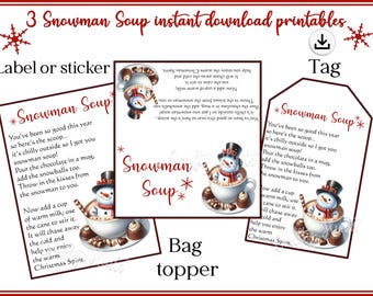 3 Types of Snowman Soup Printable, Bag Topper, Class Gifts, Snowman ...