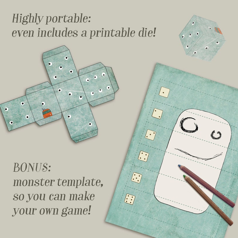 Monster party game printable monster game for kids. Gift idea | Etsy