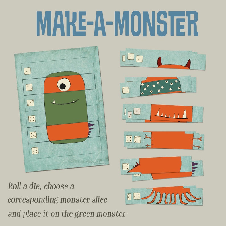 Monster party game printable monster game for kids. Gift idea | Etsy