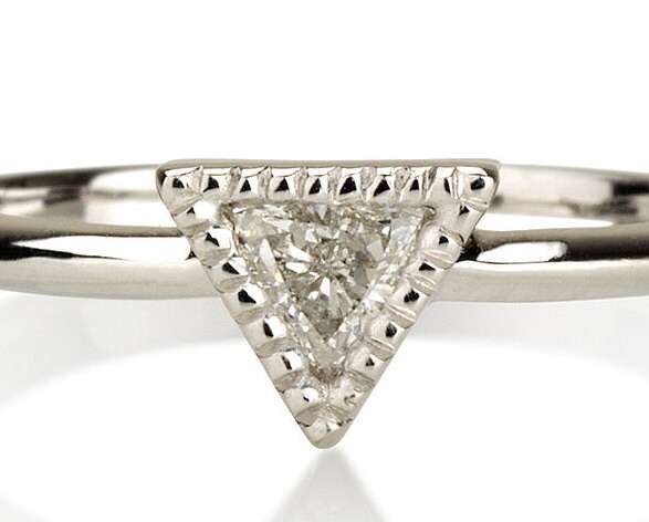 Triangle Ring Triangle Diamond Ring Solitaire Ring Vintage | Etsy