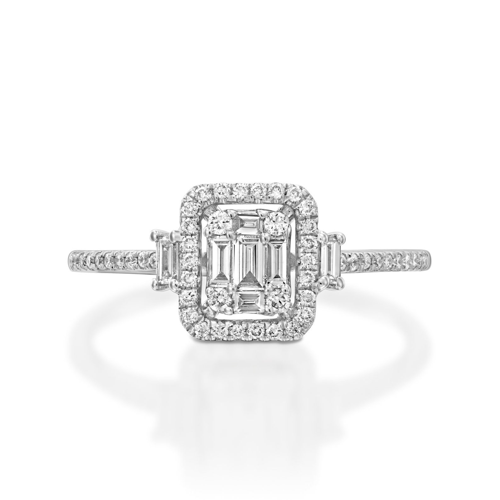 Baguette Diamond Ring, Special Engagement Ring, Art Deco Engagement ...
