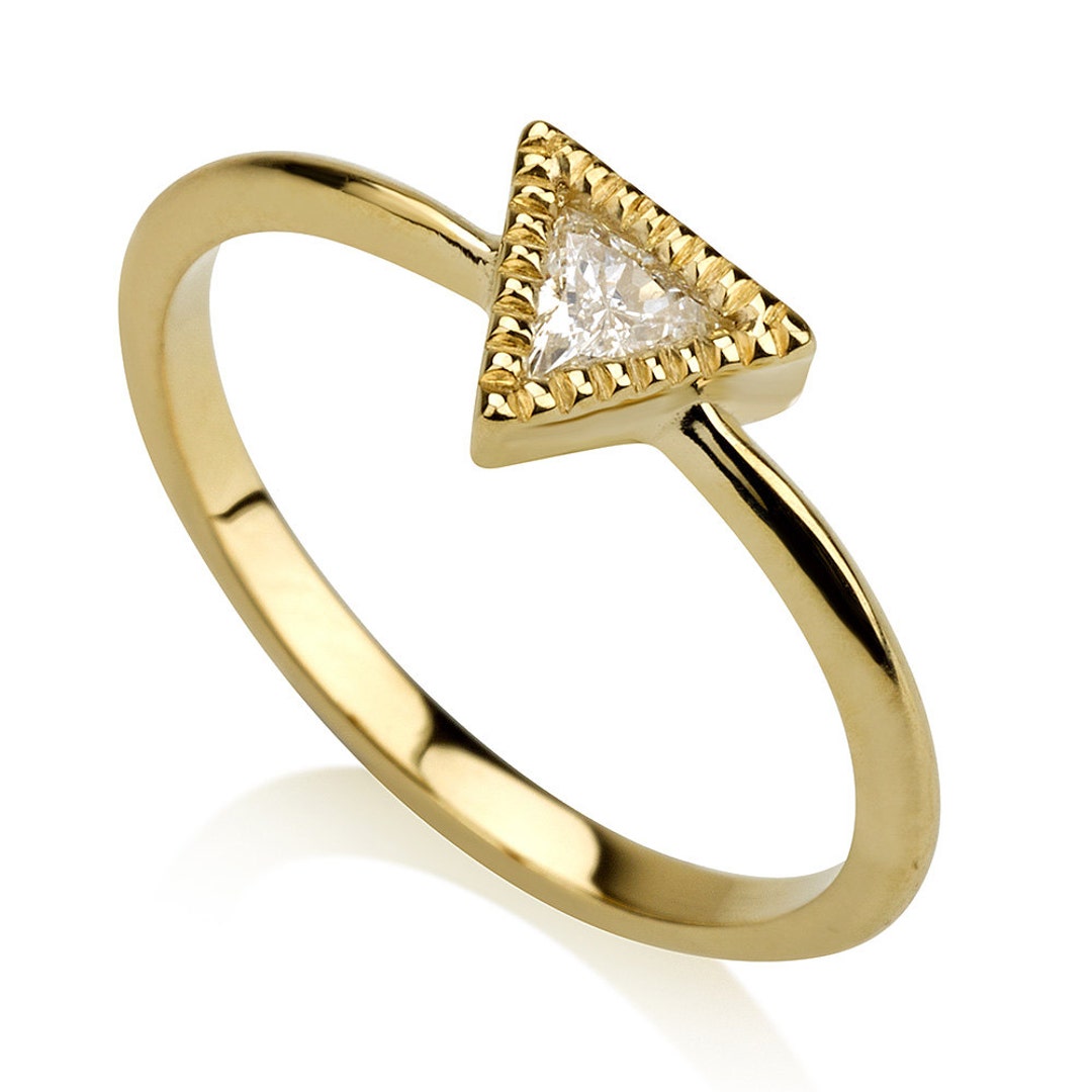 Triangle Ring, Triangle Diamond Ring, Solitaire Ring, Vintage Ring ...