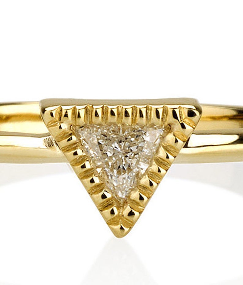 Triangle Ring Triangle Diamond Ring Solitaire Ring Vintage - Etsy