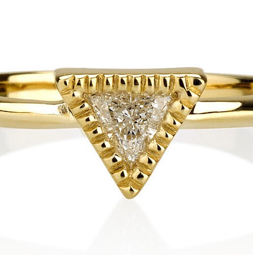 Triangle Ring Triangle Diamond Ring Solitaire Ring Vintage - Etsy