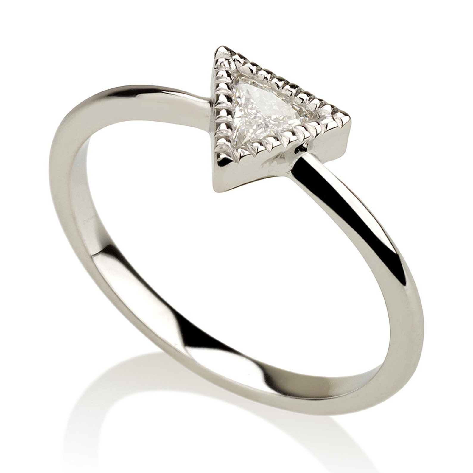 Triangle Ring Triangle Diamond Ring Solitaire Ring Vintage - Etsy