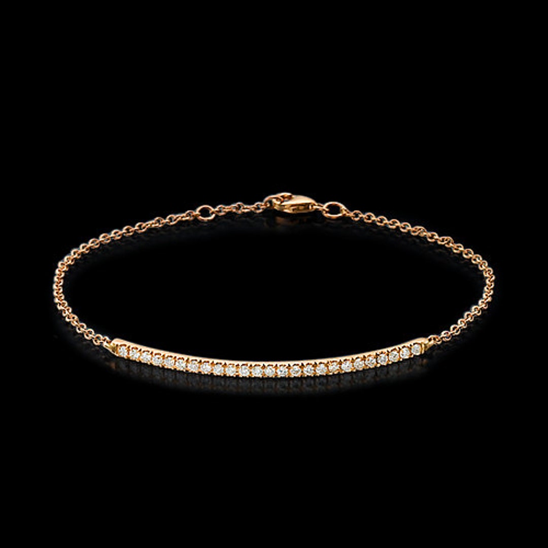 Diamond Bar Bracelet, Single Row Bracelet, Diamond Bracelet, Bar ...