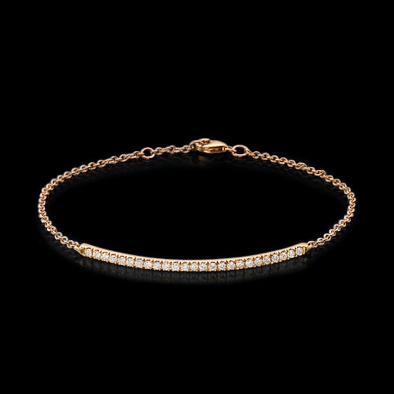 Diamond Bar Bracelet, Single Row Bracelet, Diamond Bracelet, Bar ...