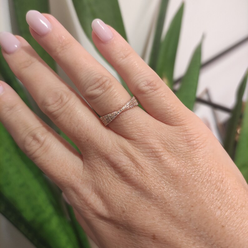 Crossover Pave Diamond Ring - Etsy