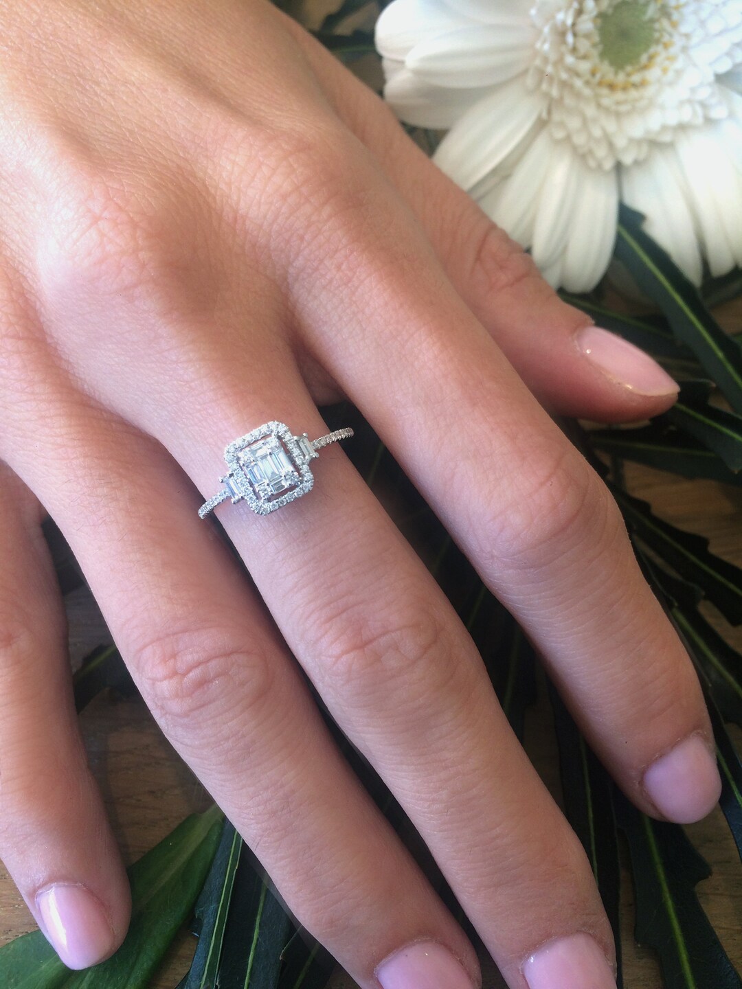 Baguette Diamond Ring, Special Engagement Ring, Art Deco Engagement ...