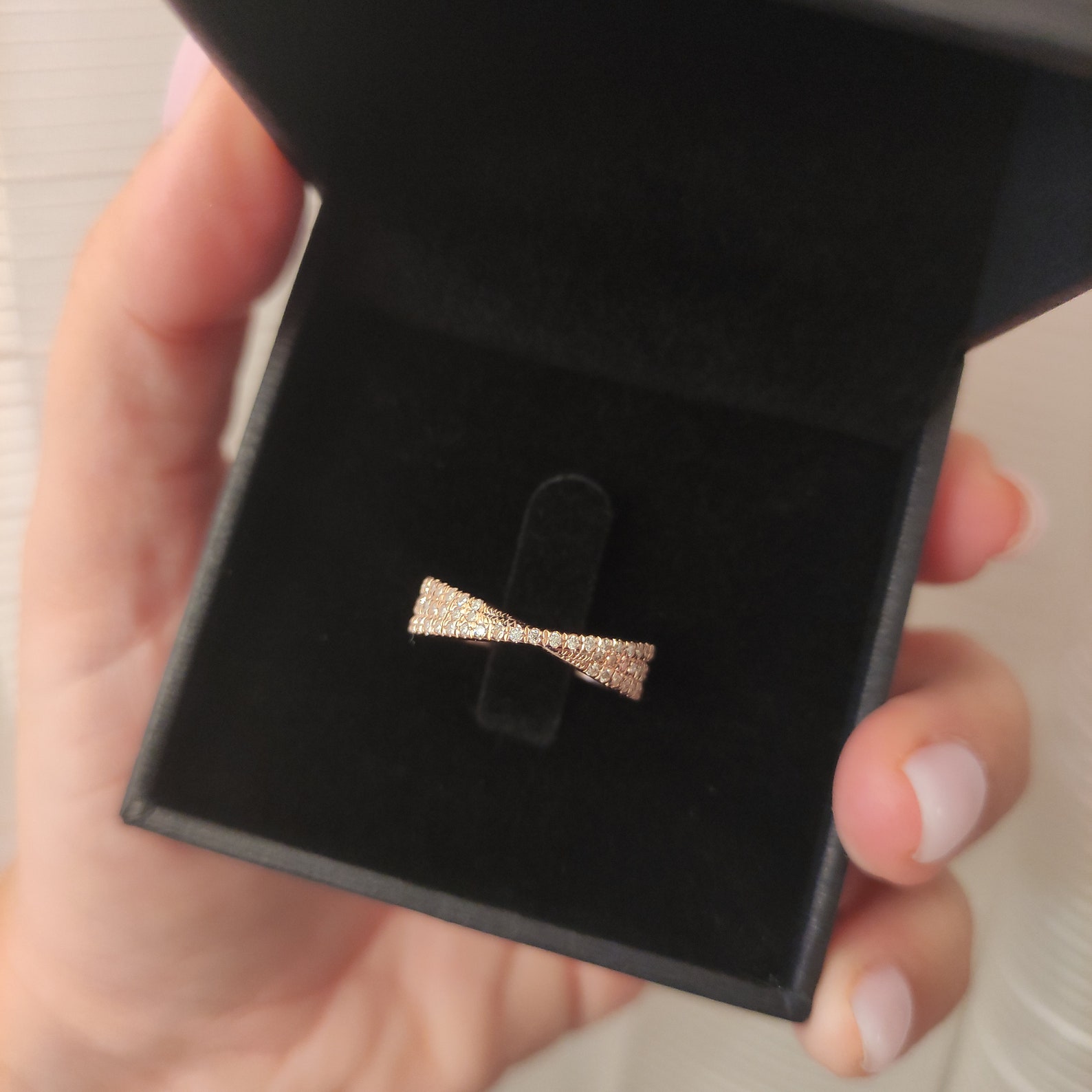 Crossover Pave Diamond Ring - Etsy