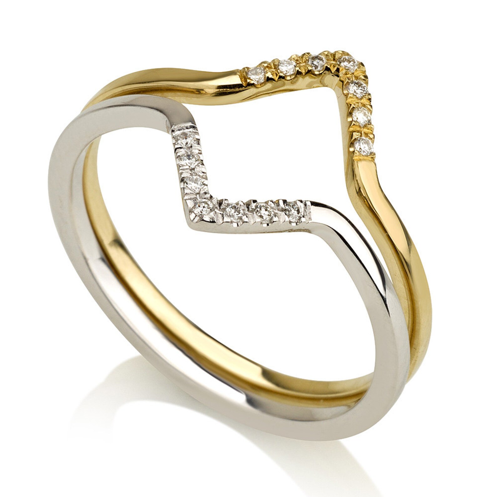 V Diamond Ring, V Ring, Stackable Ring, V Wedding Band, V Gold Ring, V ...