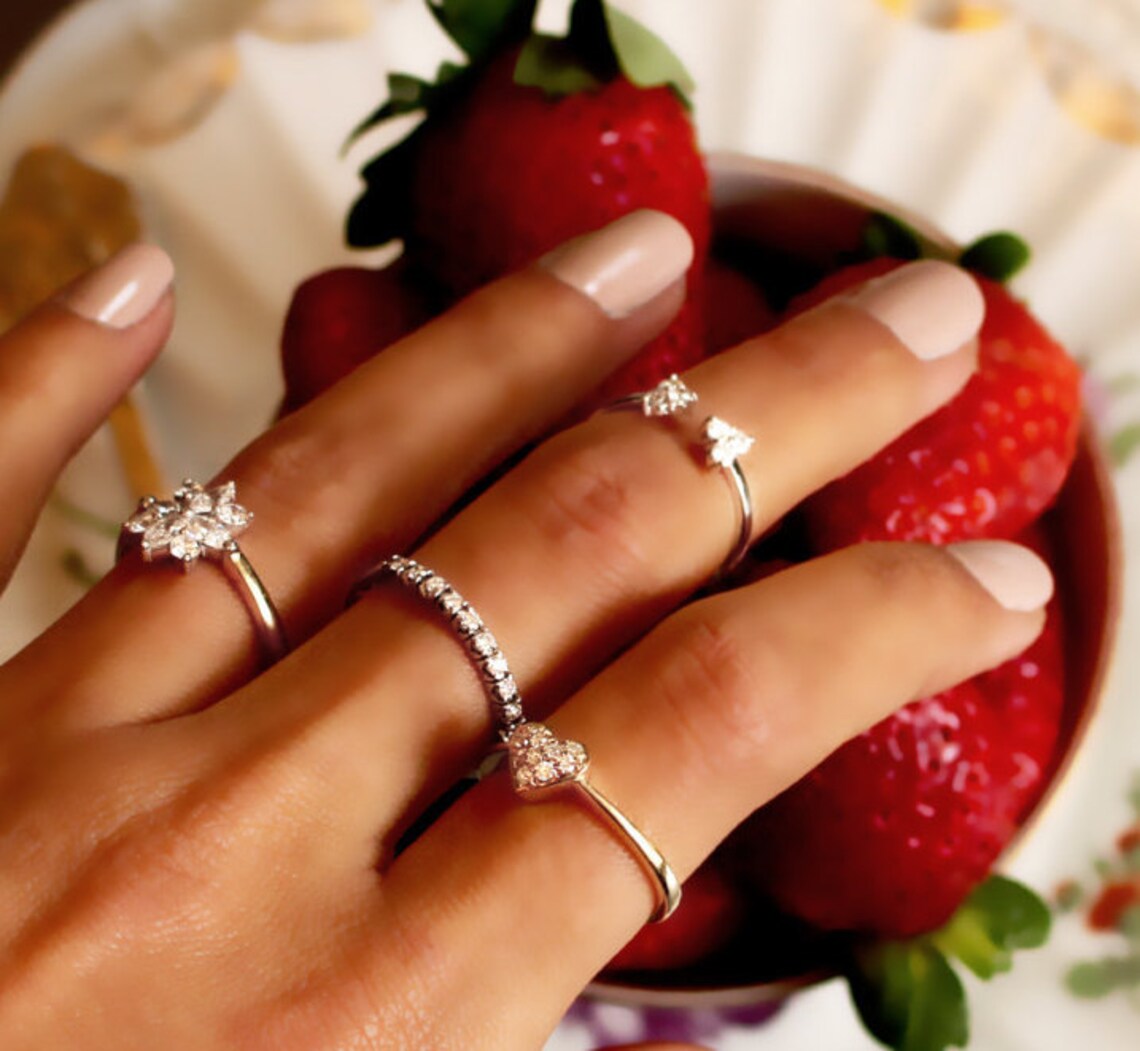 Heart Pave Diamond Ring - Etsy