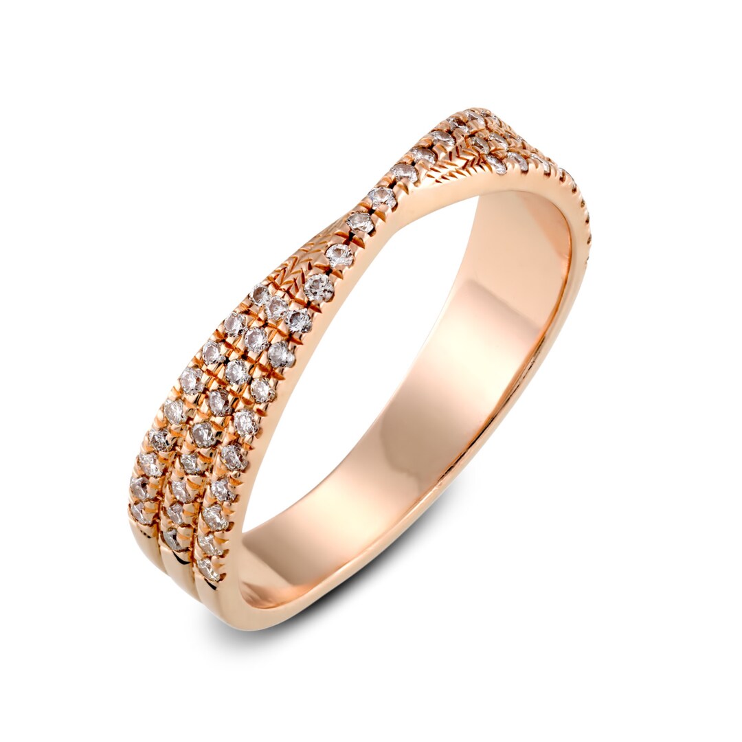 Crossover Pave Diamond Ring - Etsy