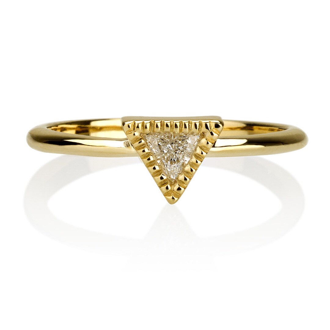 Triangle Ring, Triangle Diamond Ring, Solitaire Ring, Vintage Ring ...