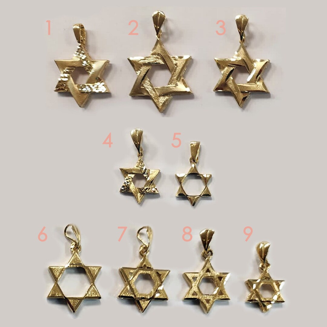 Magen David 14K Gold Pendant, Star of David Solid Gold Pendant, Jewish ...