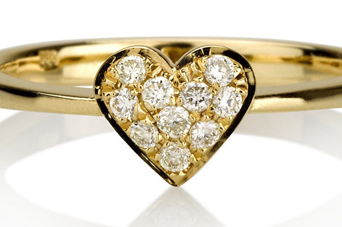 Heart Pave Diamond Ring - Etsy