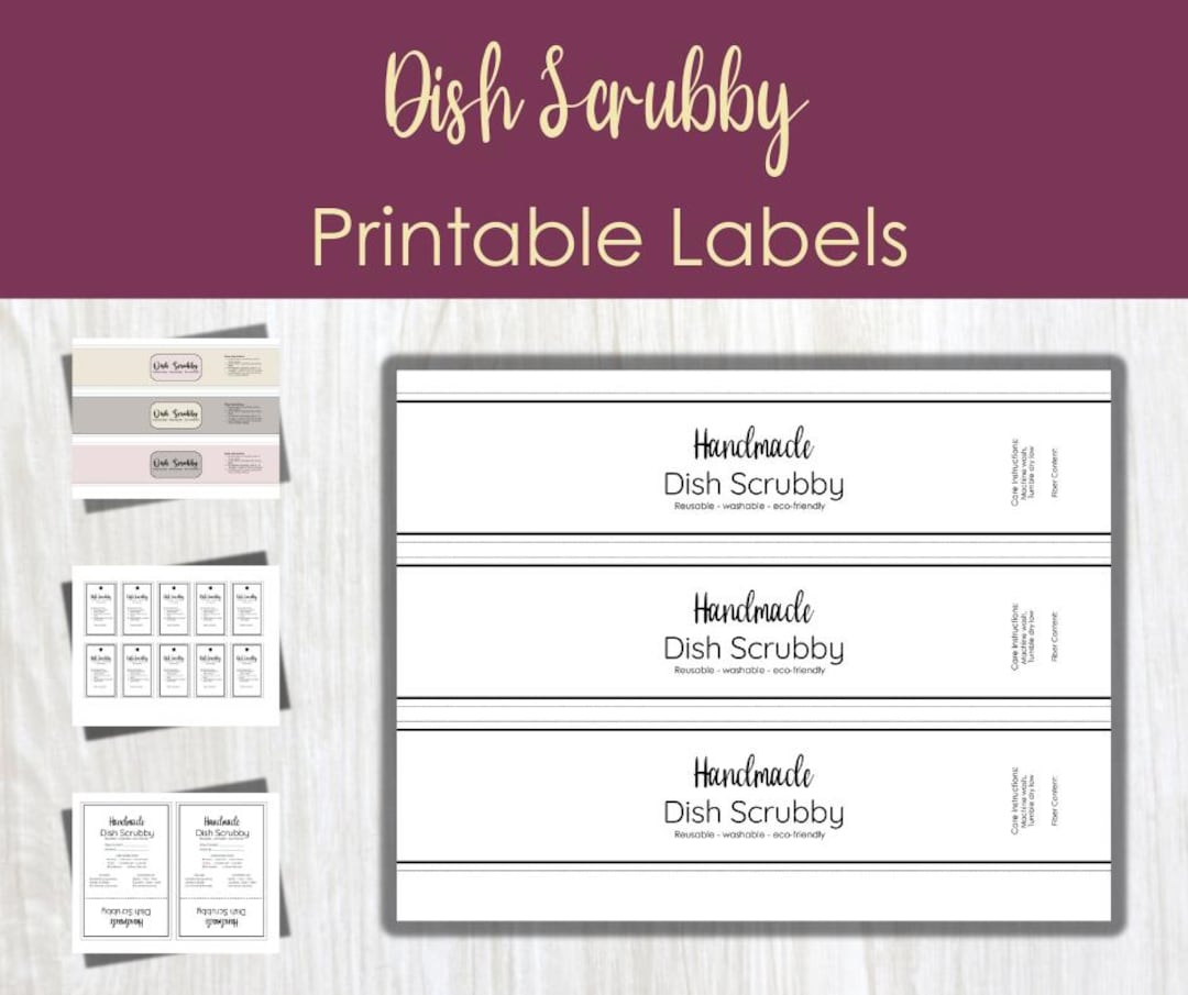 Printable Dish Scrubby Labels | Crochet and Knit Scrubby Packaging ...