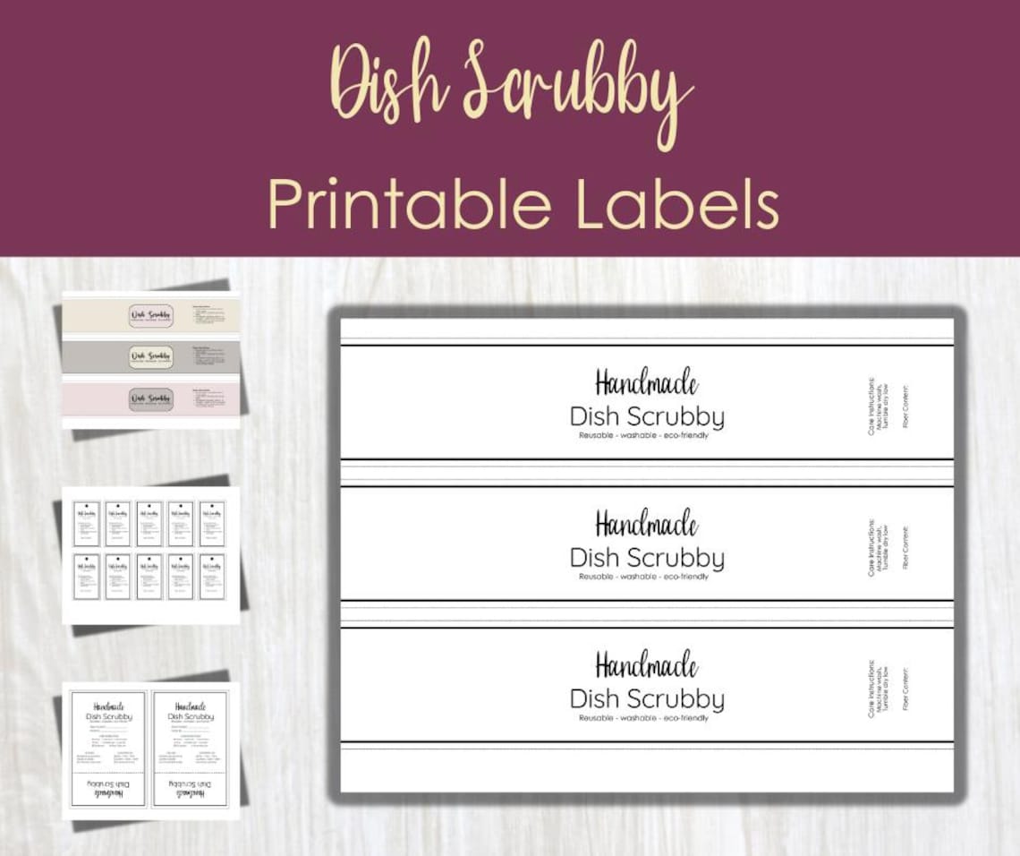 Printable Dish Scrubby Labels | Crochet and Knit Scrubby Packaging ...