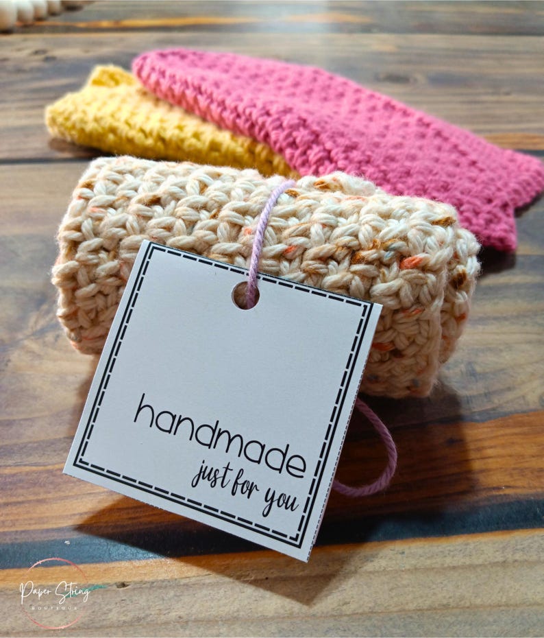 Printable Dishcloth Labels | Wrap Labels | Crochet Knit Branding Tags ...
