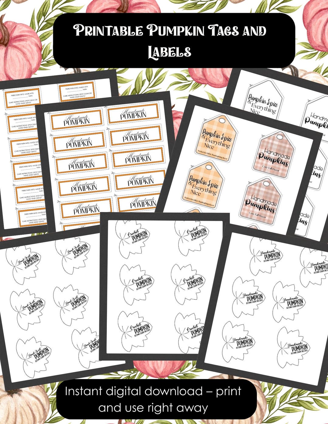 Knitted & Crochet Pumpkin Tags Printable | Handmade Pumpkin Labels ...