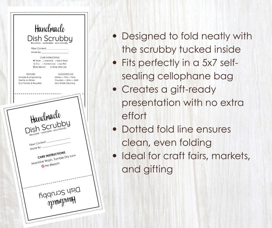 Printable Dish Scrubby Labels | Crochet and Knit Scrubby Packaging ...