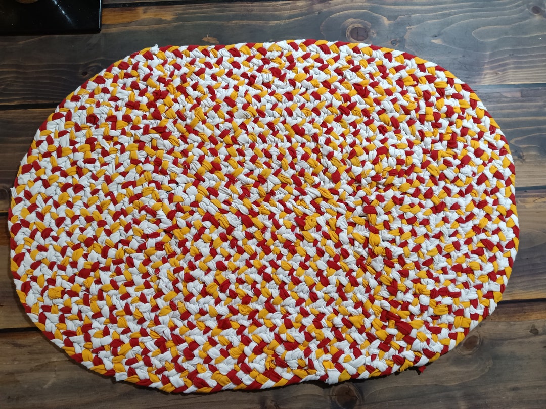 Rag Rug, Braided Rug, T Shirt Rug, Handmade T-shirt Rug, Recycled Tee ...