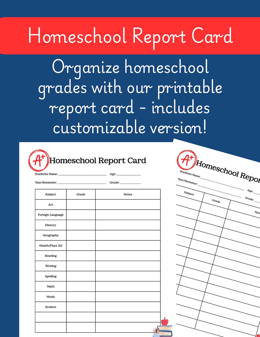Homeschool Report Card Printable PDF – Prefilled & Blank Pages for ...