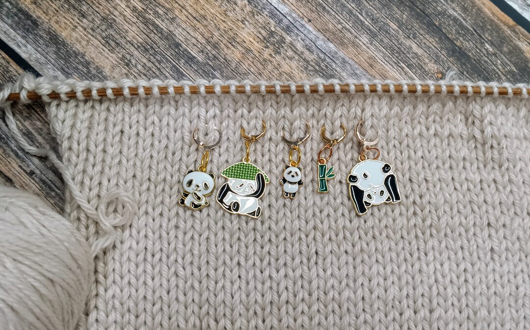 Panda-themed Stitch Markers Set of 5 - Etsy