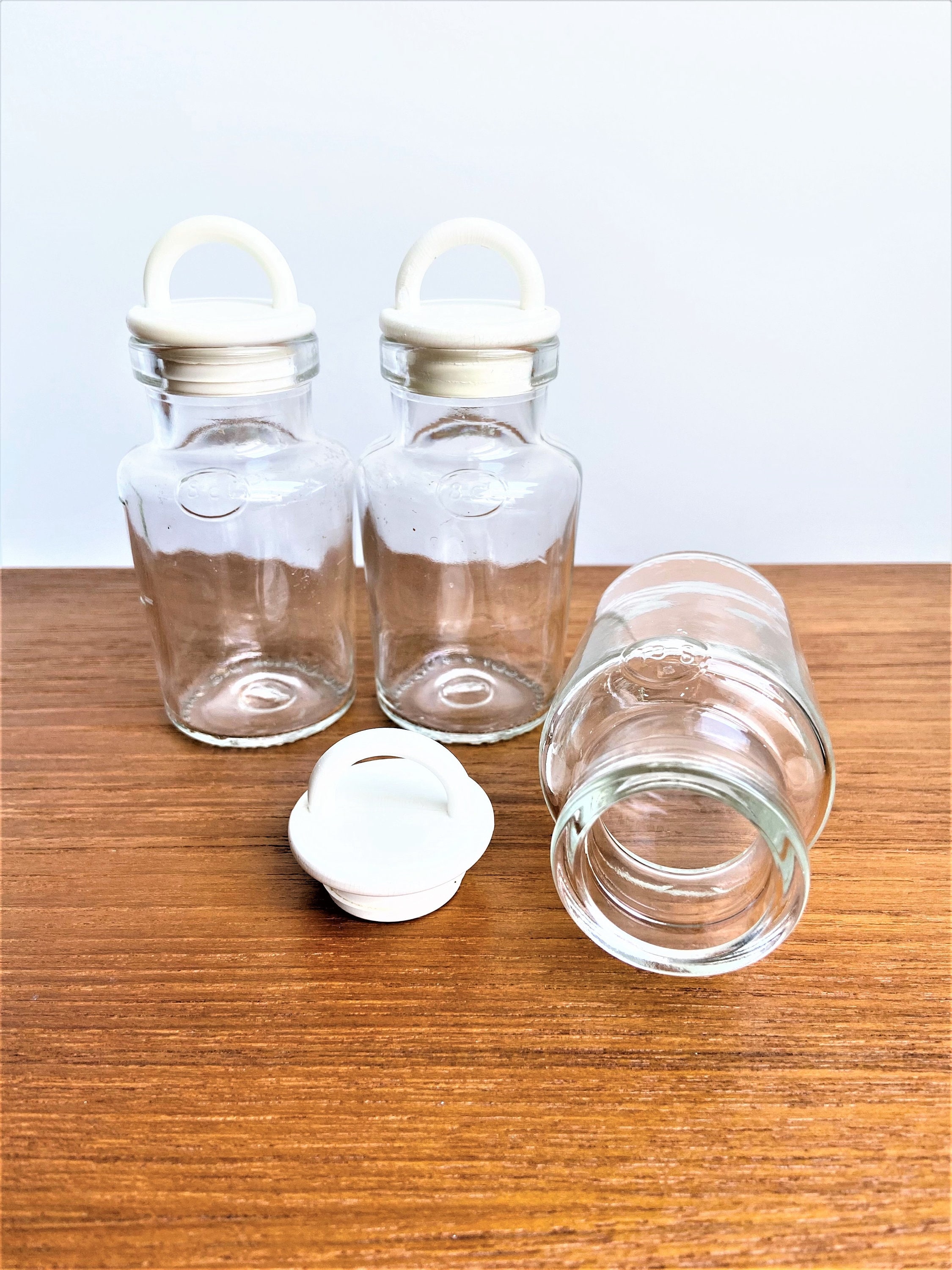 Set of 3 Iittala Scala Vintage Spice Jar Glass Bottle With Lid // Ole ...