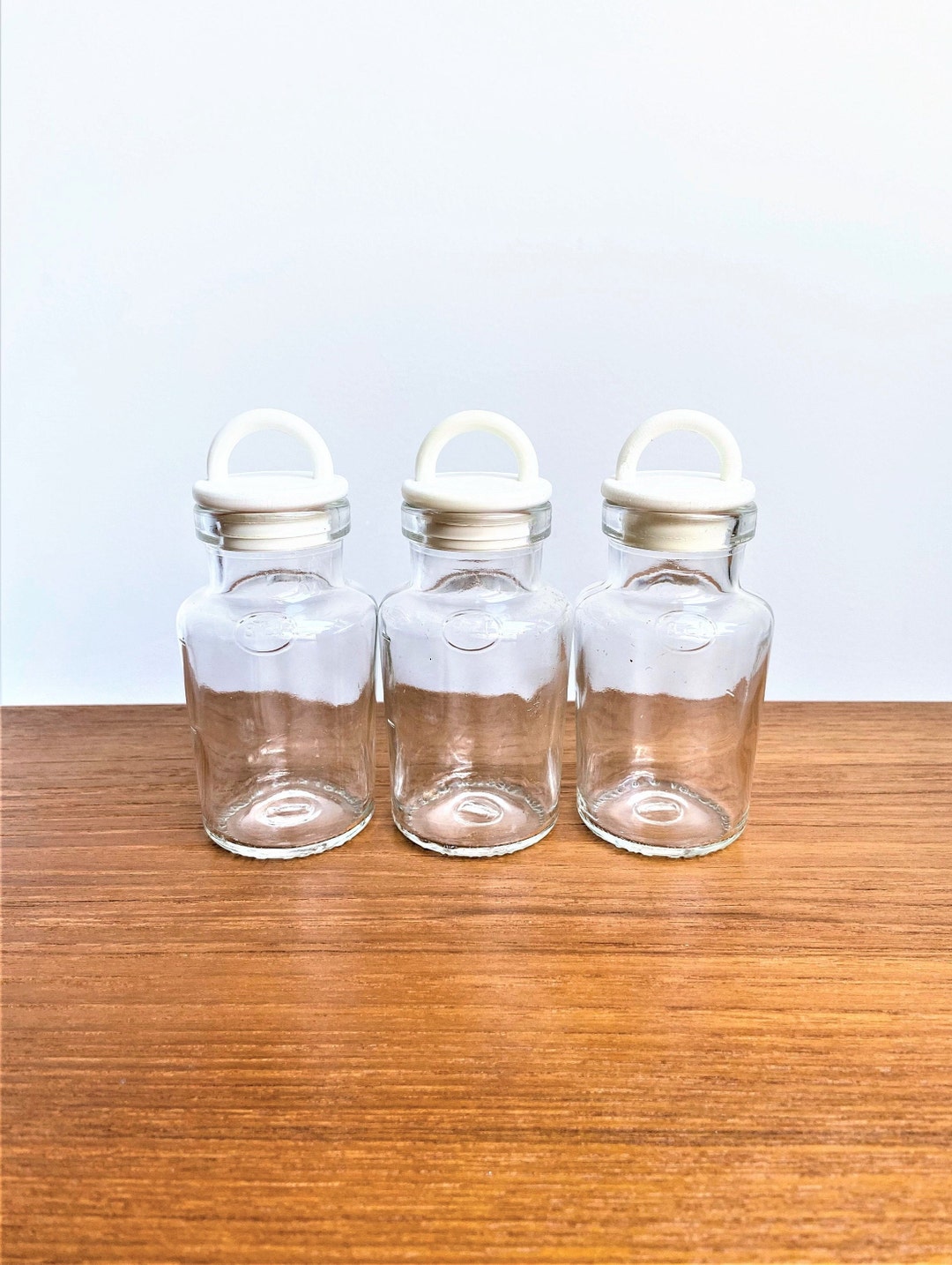 Set of 3 Iittala Scala Vintage Spice Jar Glass Bottle With Lid // Ole ...