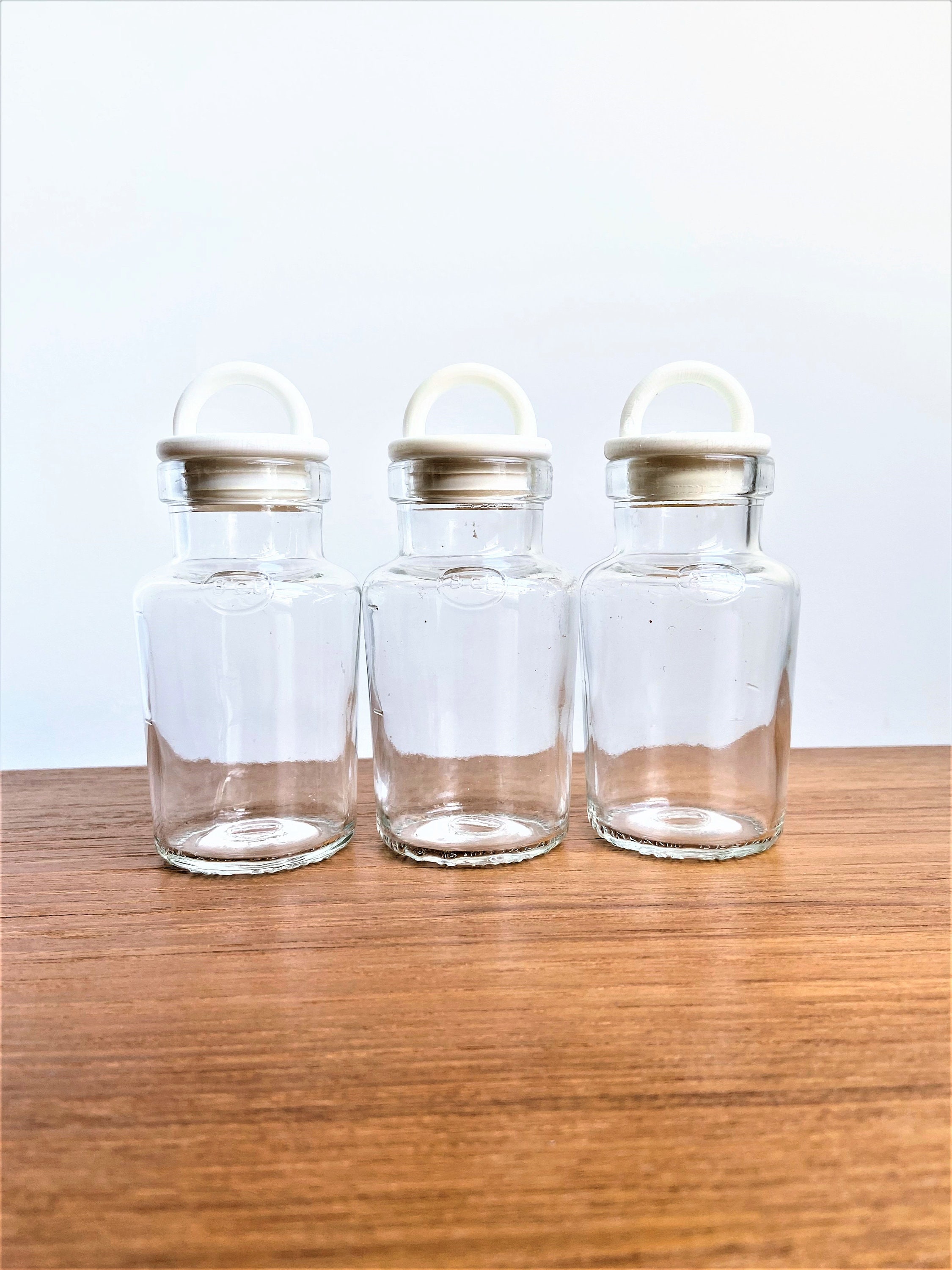 Set of 3 Iittala Scala Vintage Spice Jar Glass Bottle With Lid // Ole ...