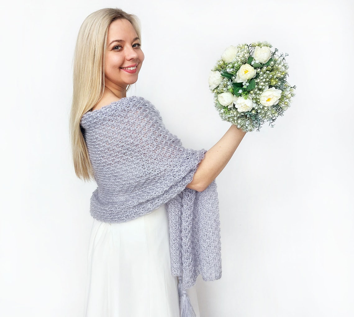 Mohair Light Blue Wedding Wrap Chunky Bridal Shawl Bridal - Etsy