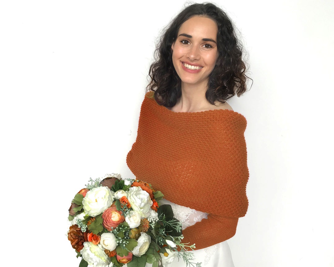Copper Wedding Sweater, Bridal Jacet, Convertible Bridal Sweater, Long ...
