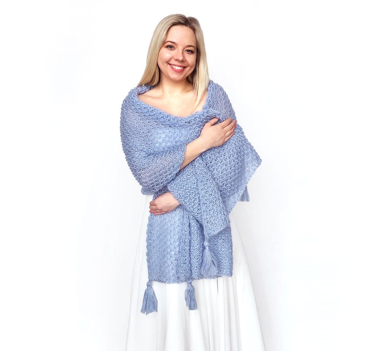 Mohair Light Blue Wedding Wrap Chunky Bridal Shawl Bridal - Etsy
