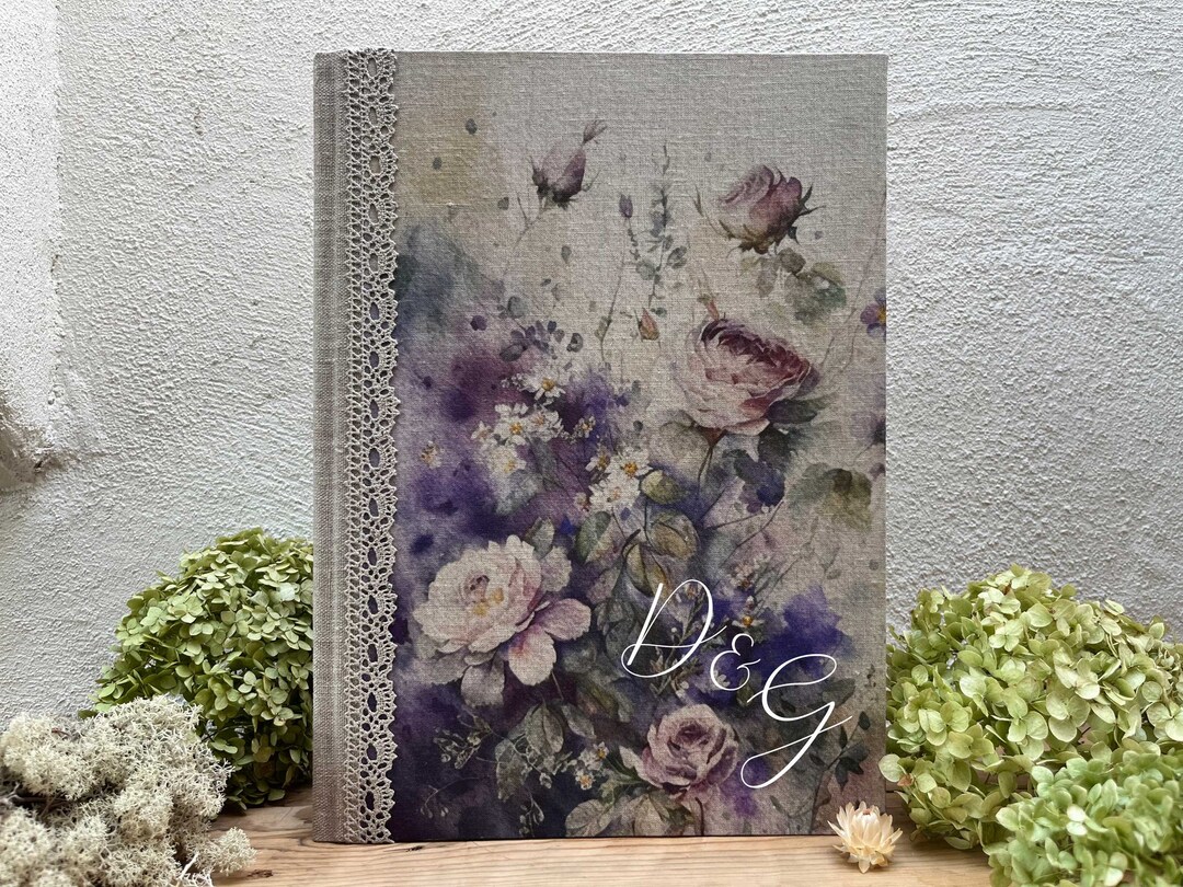 Personalized Linen Photo Album/guestbook/photo Book "magic Meadow ...