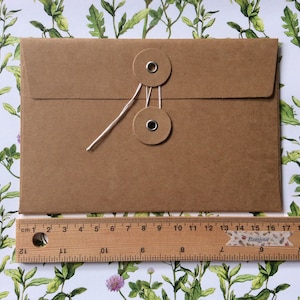 5x Brown Kraft Button String Tie Envelopes C6 Size | Junk Journal ...