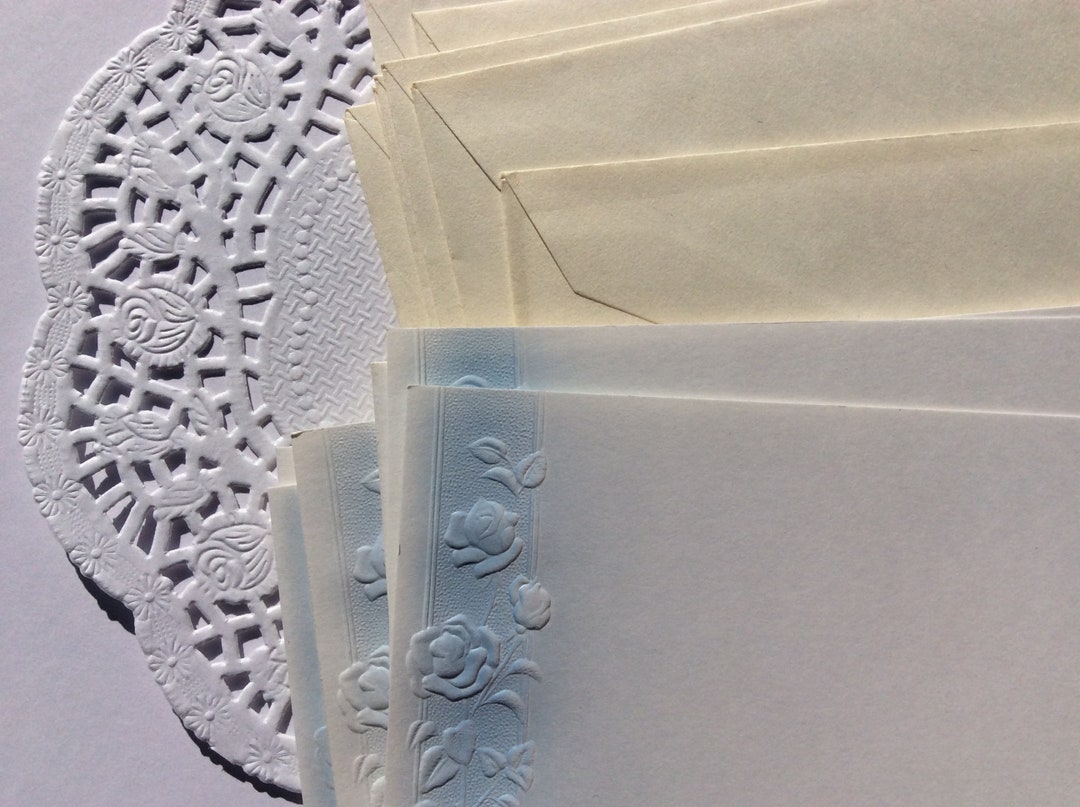 9x Vintage Collins Embossed Roses Notecards and Envelopes Junk Journal ...