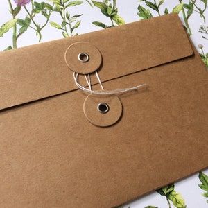 5x Brown Kraft Button String Tie Envelopes C6 Size | Junk Journal ...