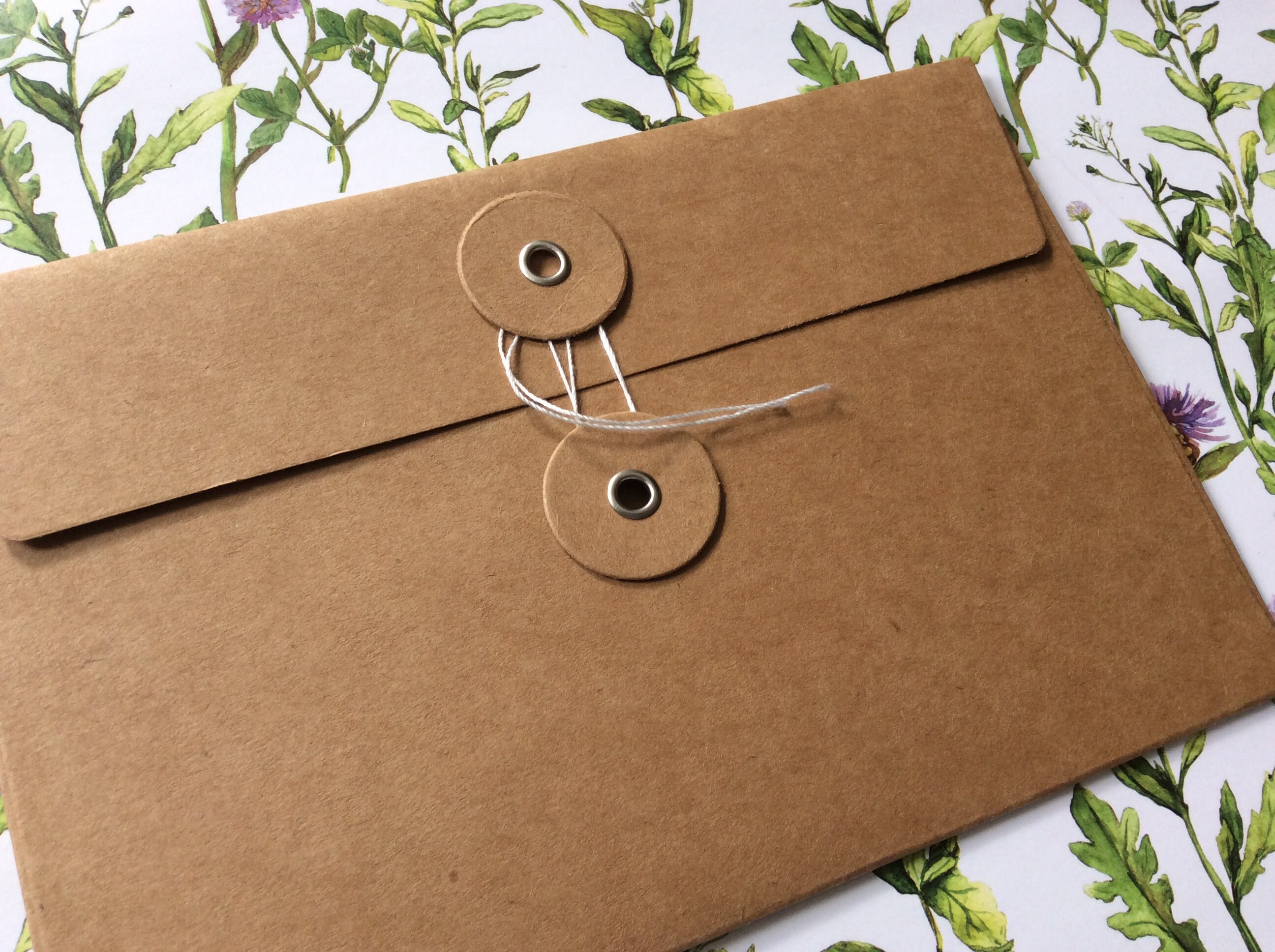 5x Brown Kraft Button String Tie Envelopes C6 Size | Junk Journal ...