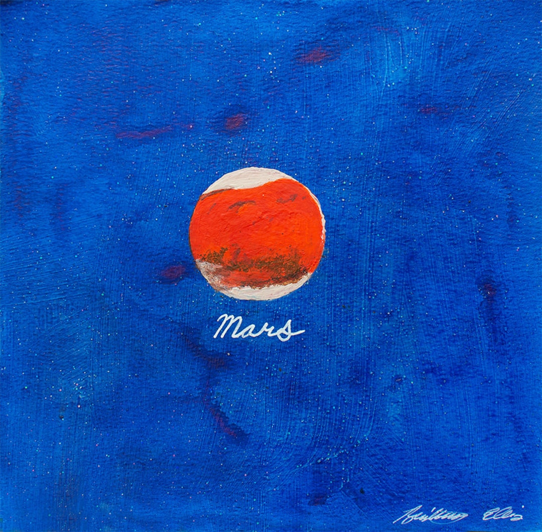 Original Mars Painting- Minimalist Space Collection- Retro Outer Space ...