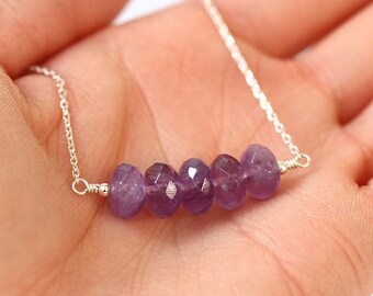 Genuine Lavender Amethyst stone Necklace. Natural Purple | Etsy