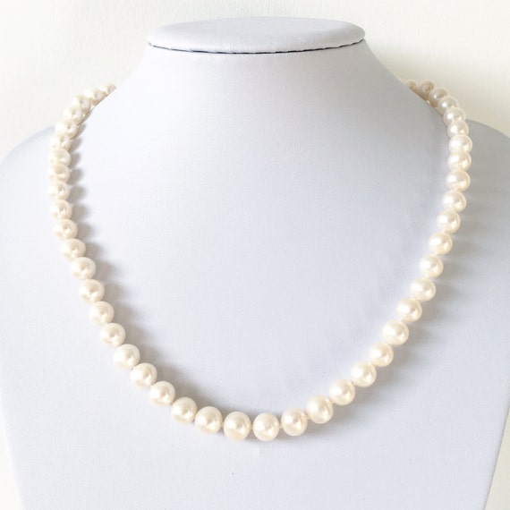 Aaa Classic White Freshwater Pearl Necklace With Silver Clasp Etsy