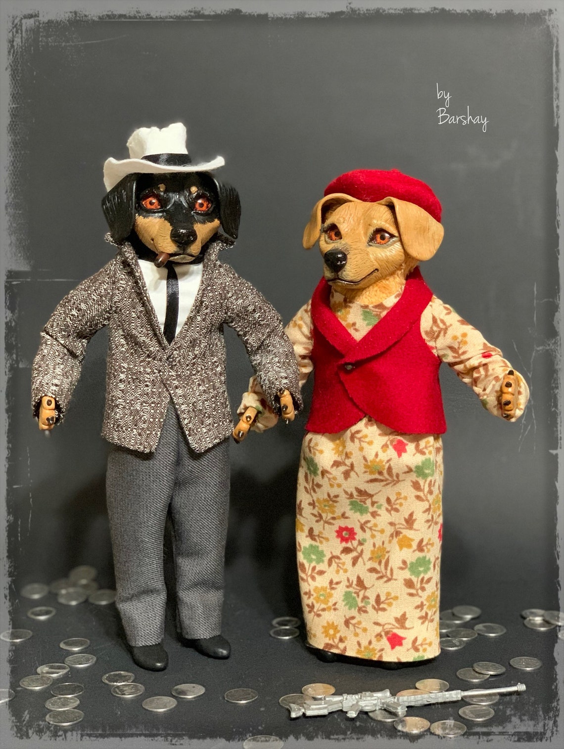 Bonnie and Clyde Dog Doll. Red and Black Dachshunds Plush | Etsy
