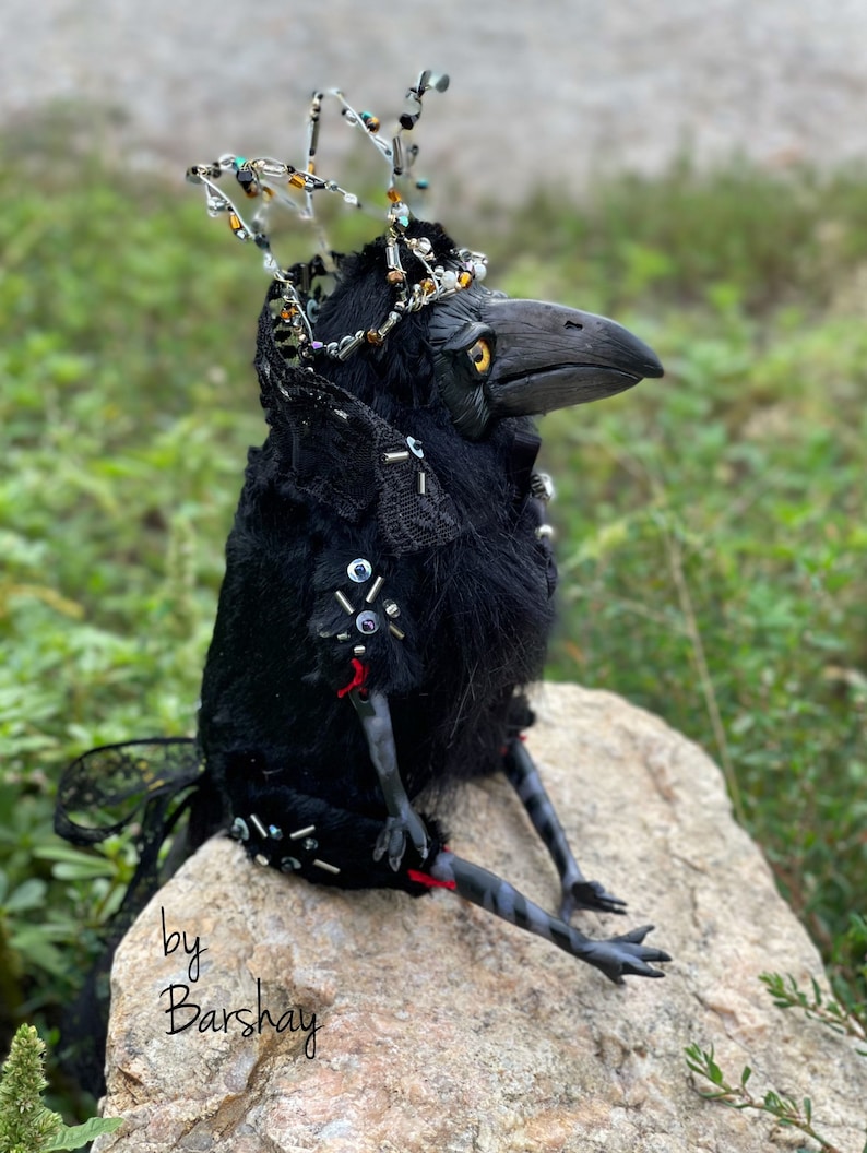 Crowned Crow Doll. Black King Raven Toy Figurine. Royal Raven - Etsy