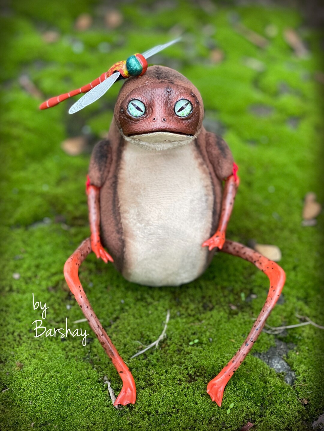 Frog Doll. Brown Frog Toy Figurine. Stuffed Plush Frog. Dragonfly Doll ...