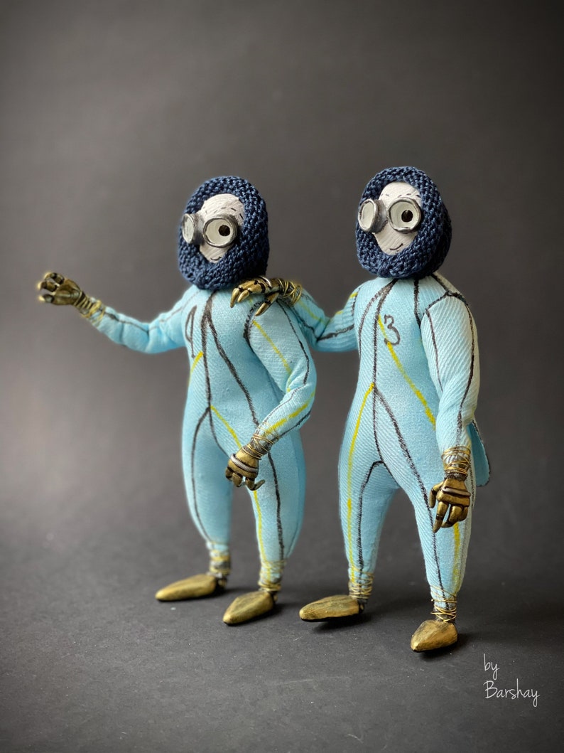 Three or Four Dolls Twins. Cute Creature. Stitchpunk Nine - Etsy