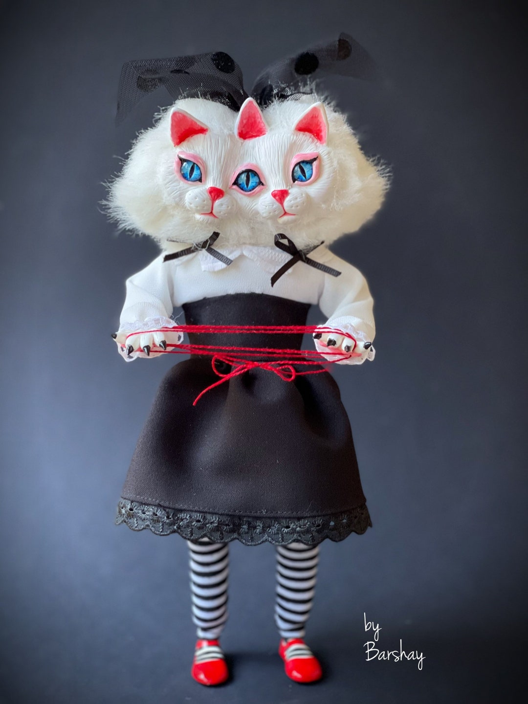 Conjoined Twins Cats Doll. Siameses Twins Cats Puppet. Cat Doll. White ...