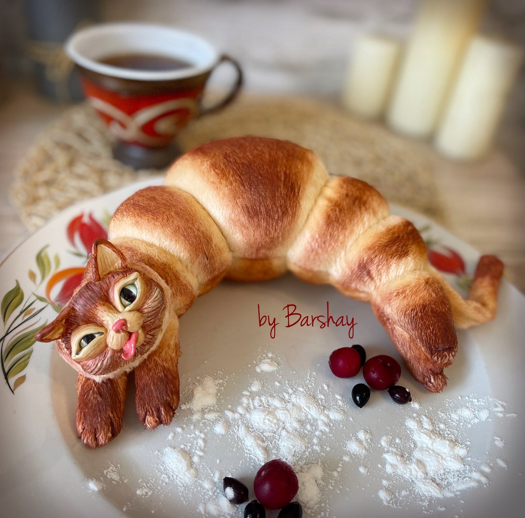 Croissant Cat Doll. Cat Plush Toy. Cat Figure. Red Cat Toy. Croissant ...