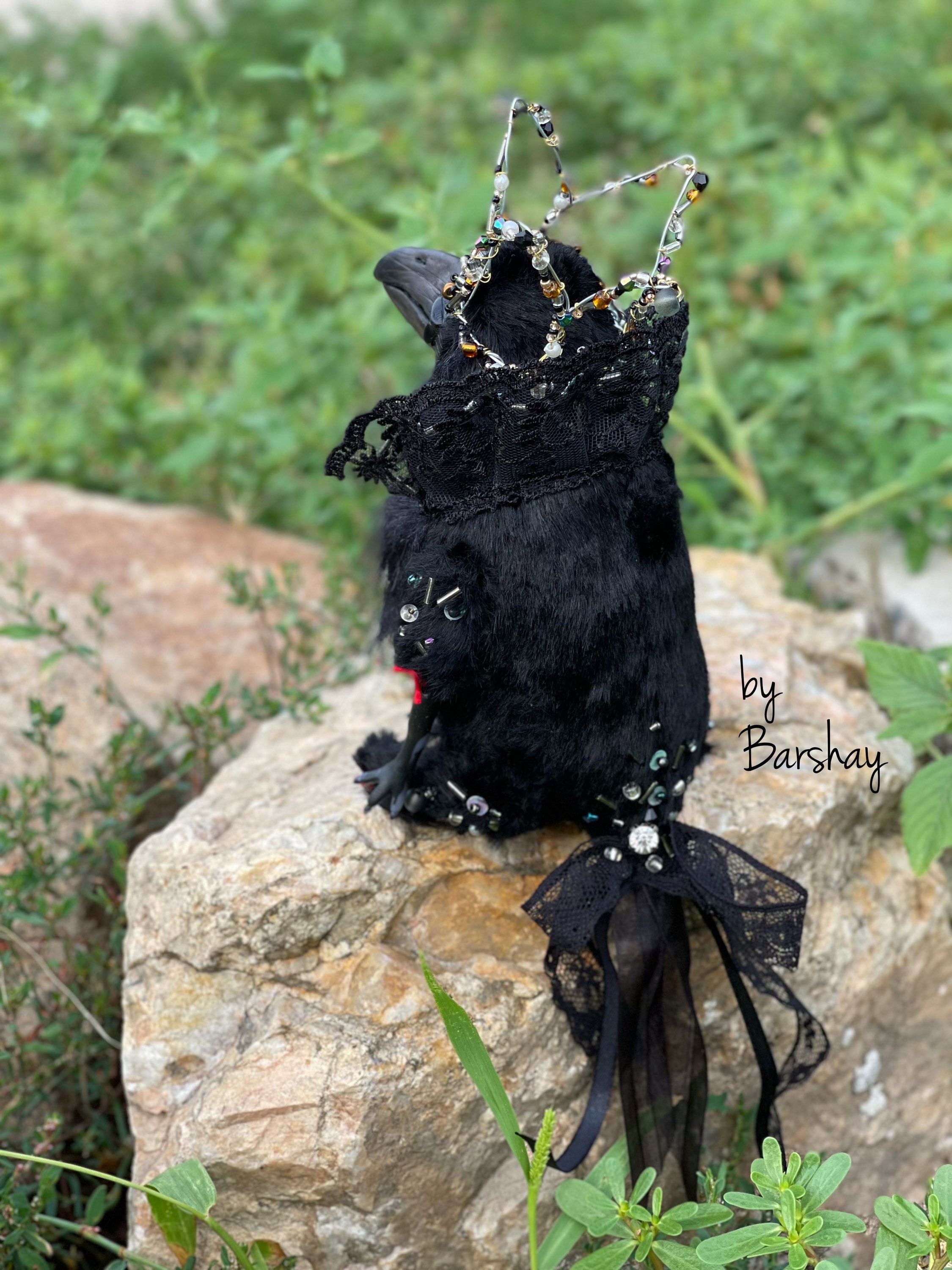 Crowned Crow Doll. Black King Raven Toy Figurine. Royal Raven - Etsy