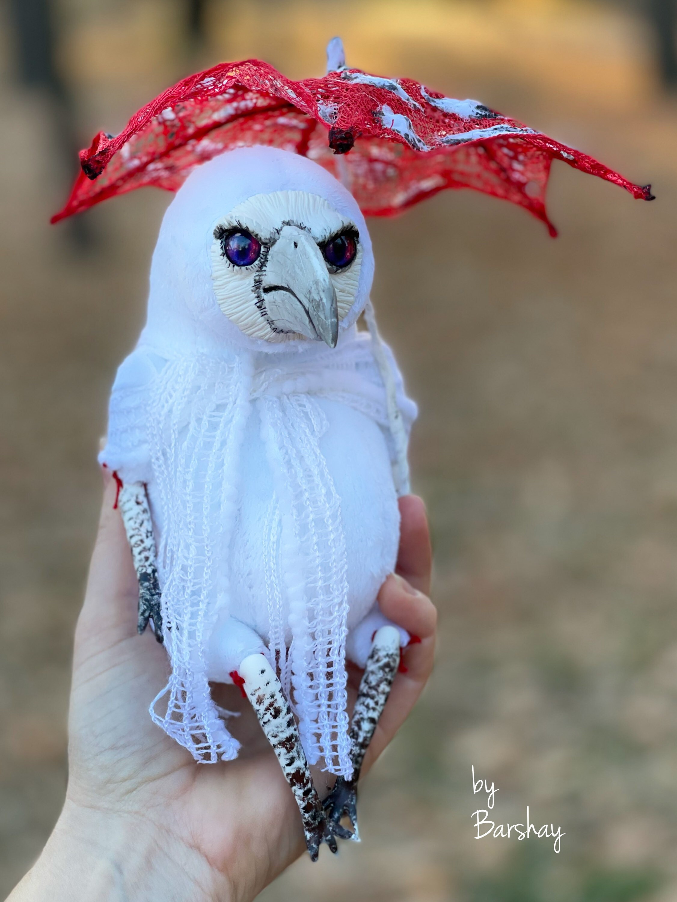 Amanita Crow Doll. White Crow. Raven Figurine. Stuffed White | Etsy